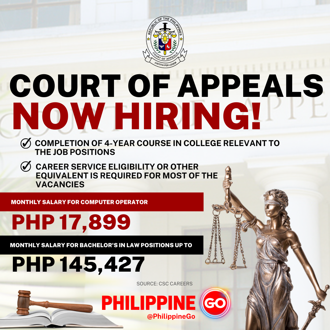 Court Of Appeals Hiring At Least College Graduate With Up To P145 427