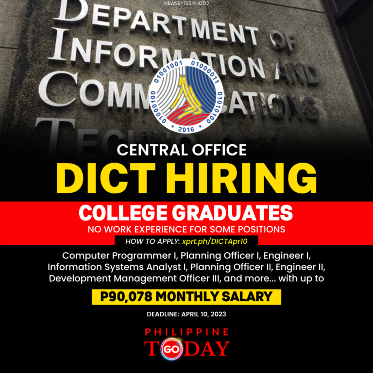 31 Positions Available at DICT Central Office, Apply Now | Philippine Go